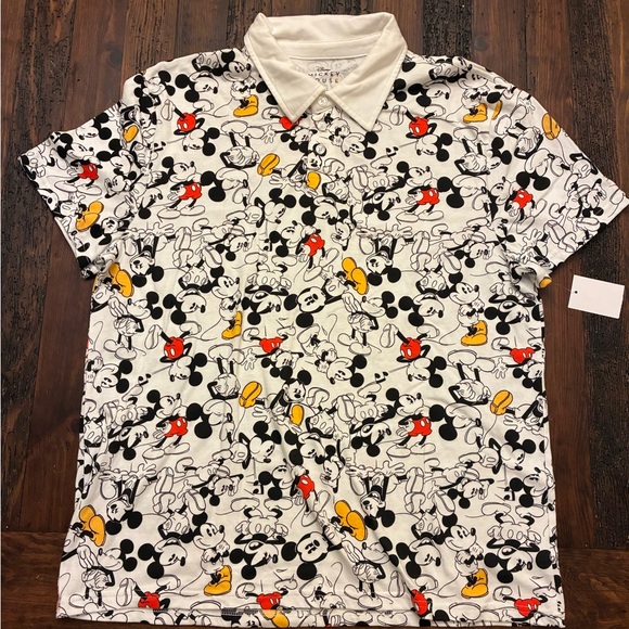 Disney | Shirts | Disney Mens Polo Shirt With All Over Mickey Mouse ...